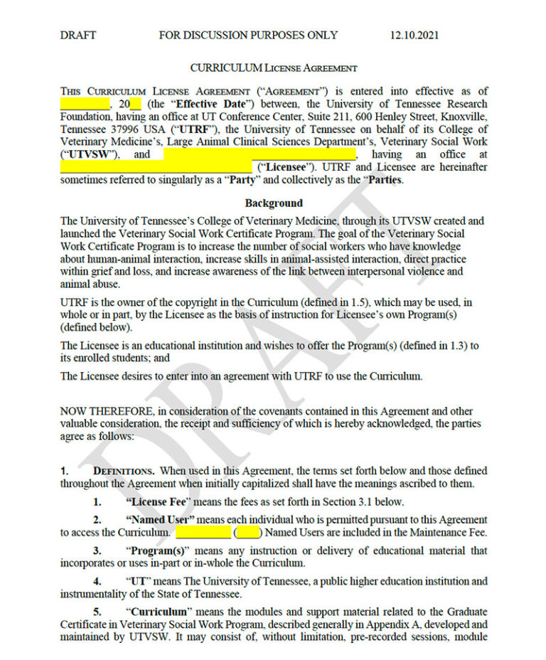 Veterinary Social Work Certificate Program - University of Tennessee Research Foundation